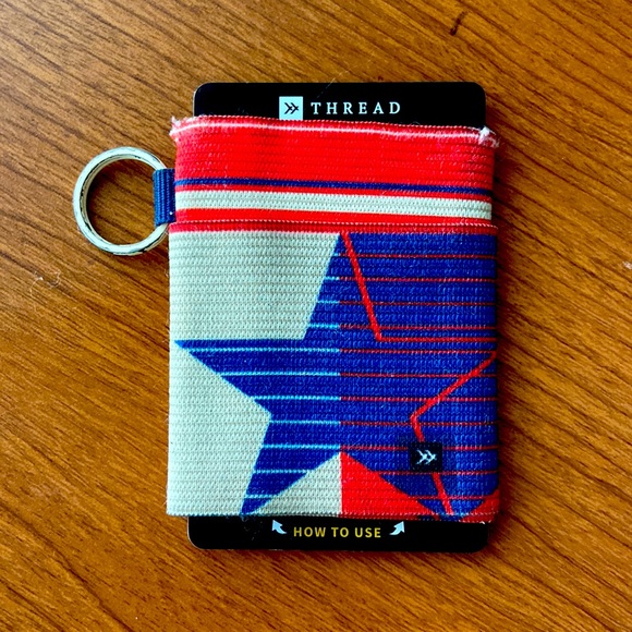 Bags | Thread Wallet Star Elastic Walletred White And Blue | Poshmark